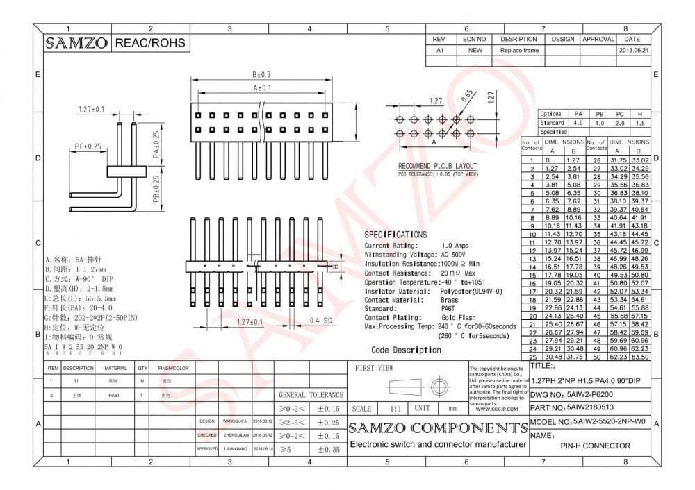 SAMZO 5AIW2-5520-210-W0 technical drawing