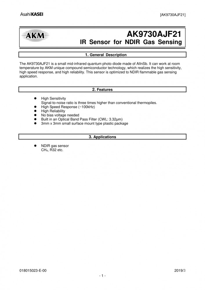 AK9730AJF21 datasheet page 1