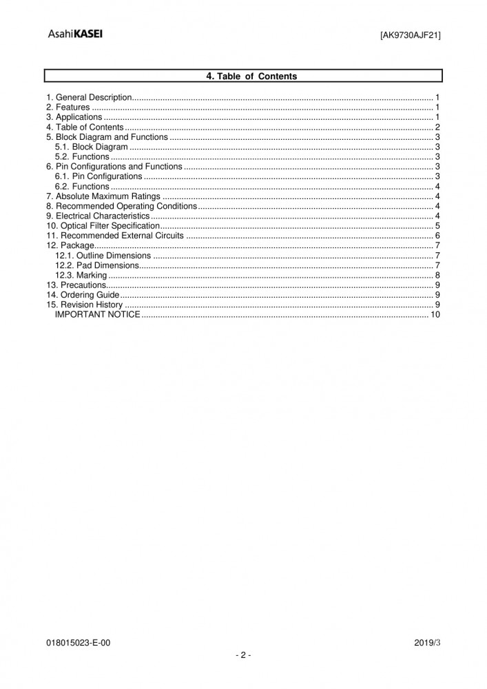 AK9730AJF21 datasheet page 2