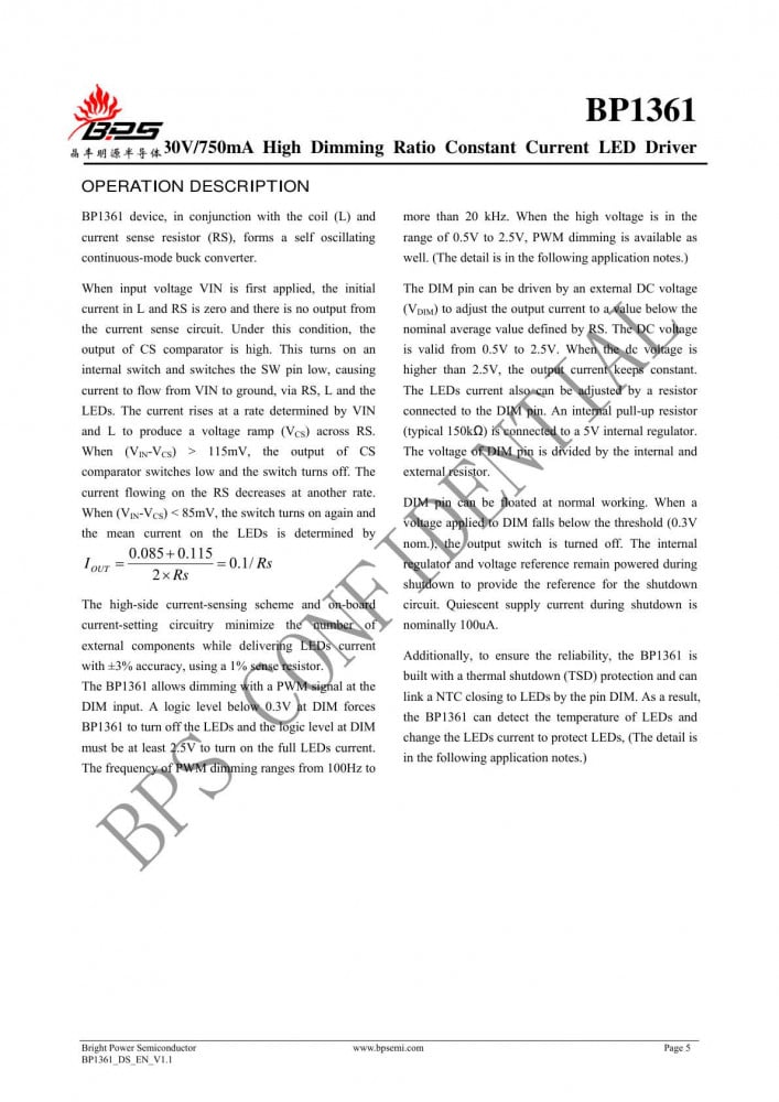 BP1361 datasheet page 5