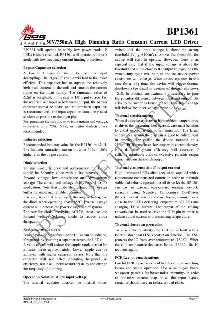 BP1361 datasheet page 7