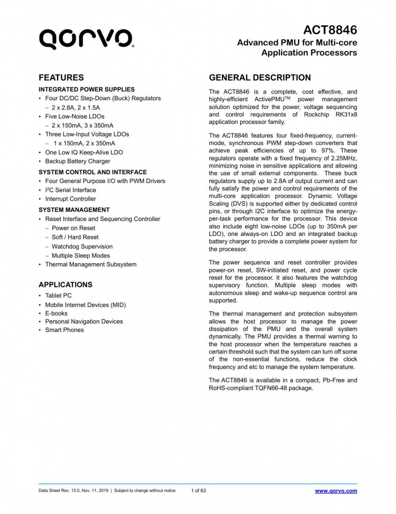 ACT8846 datasheet page 1