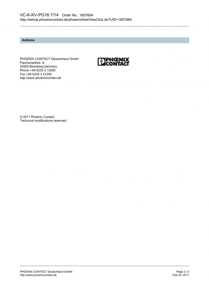 Phoenix Contact 1607664 catalog documentation page 2