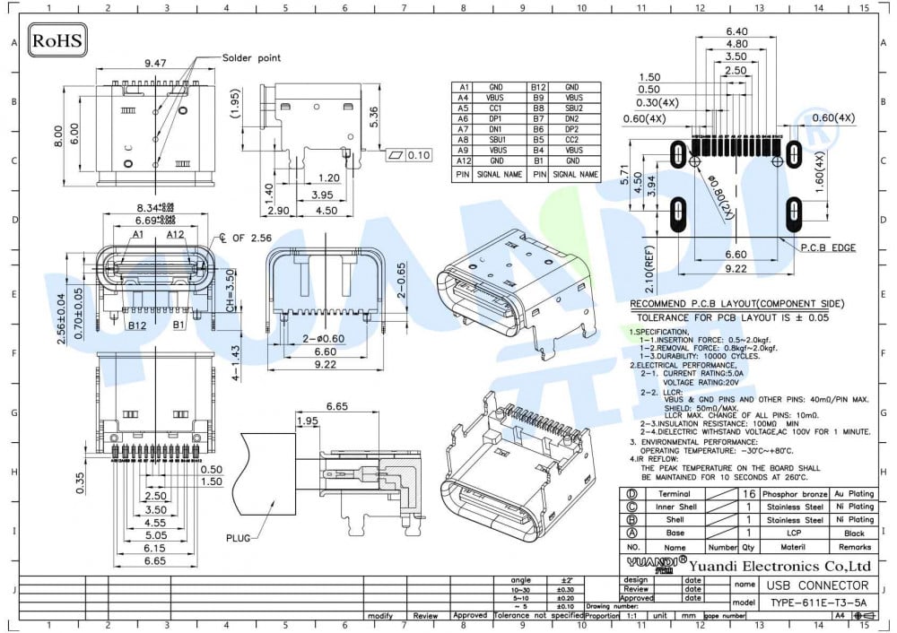 TYPE-611E-T3-5A technical drawing page 1