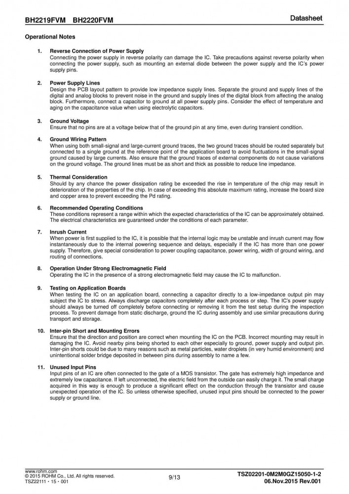 BH2220FVM-TR datasheet page 9