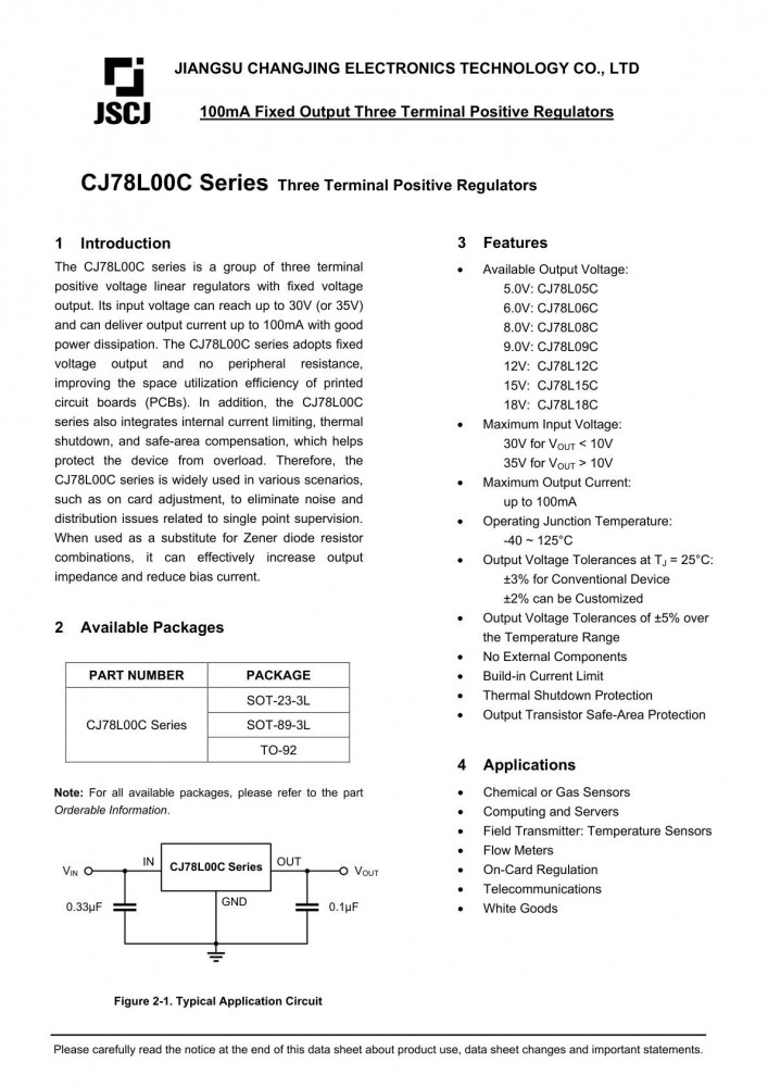 CJ78L05C datasheet page 1