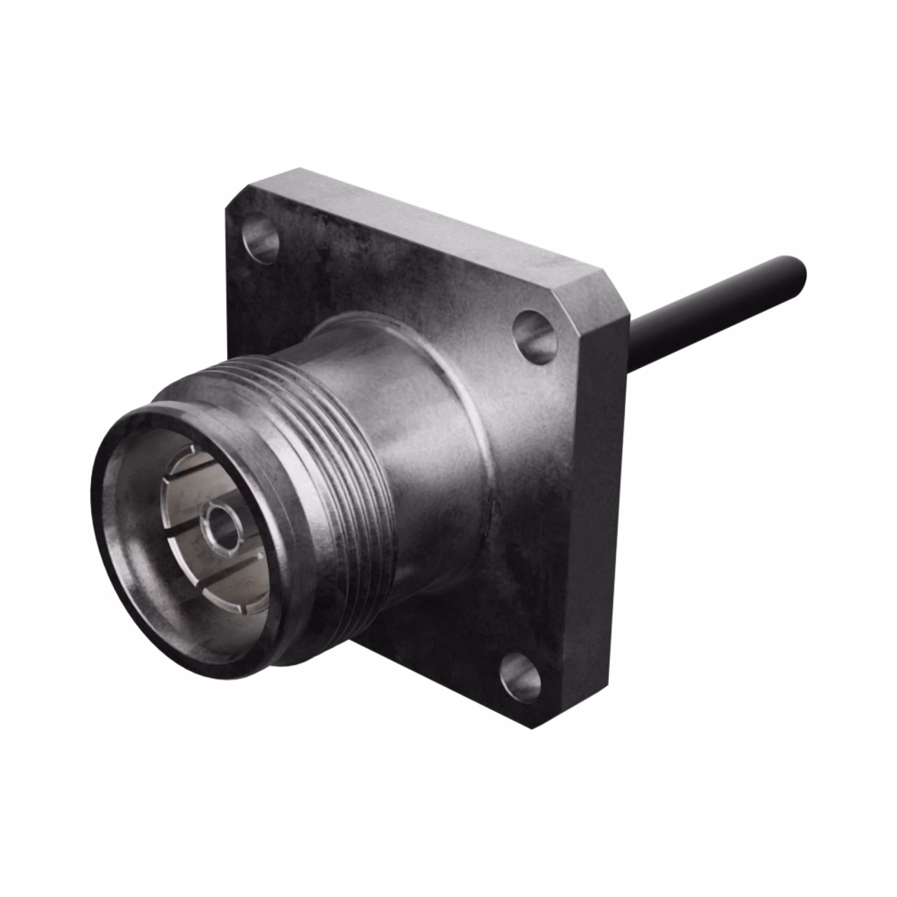 4.3-10 Jack, Straight, Solder, 4-Hole Flange Mount, Solder, RG-402 (.141