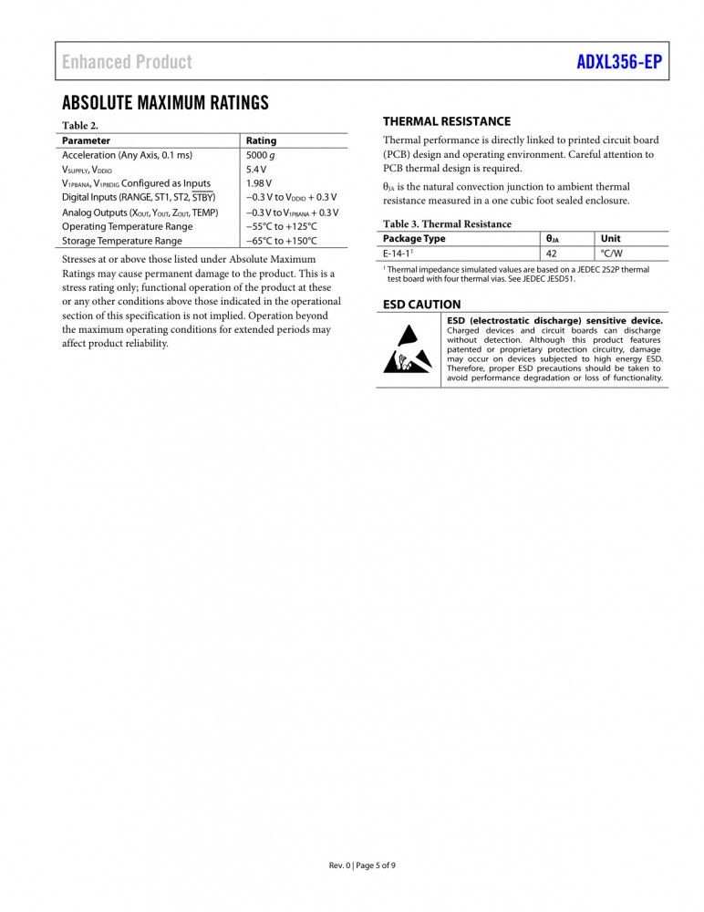 ADXL356-EP datasheet page 5