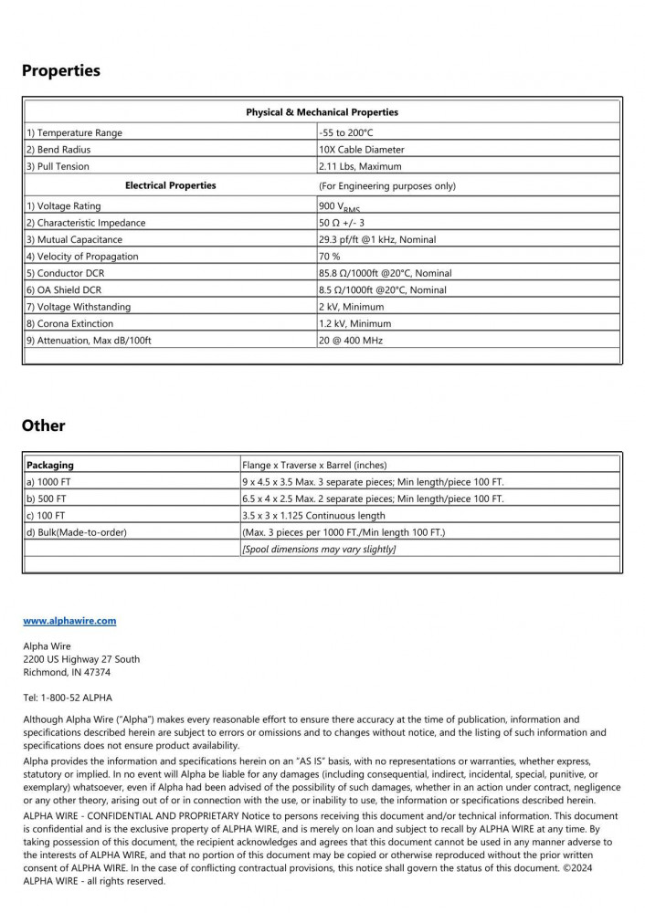 Alpha Wire 9188A WH005 technical specification page 2