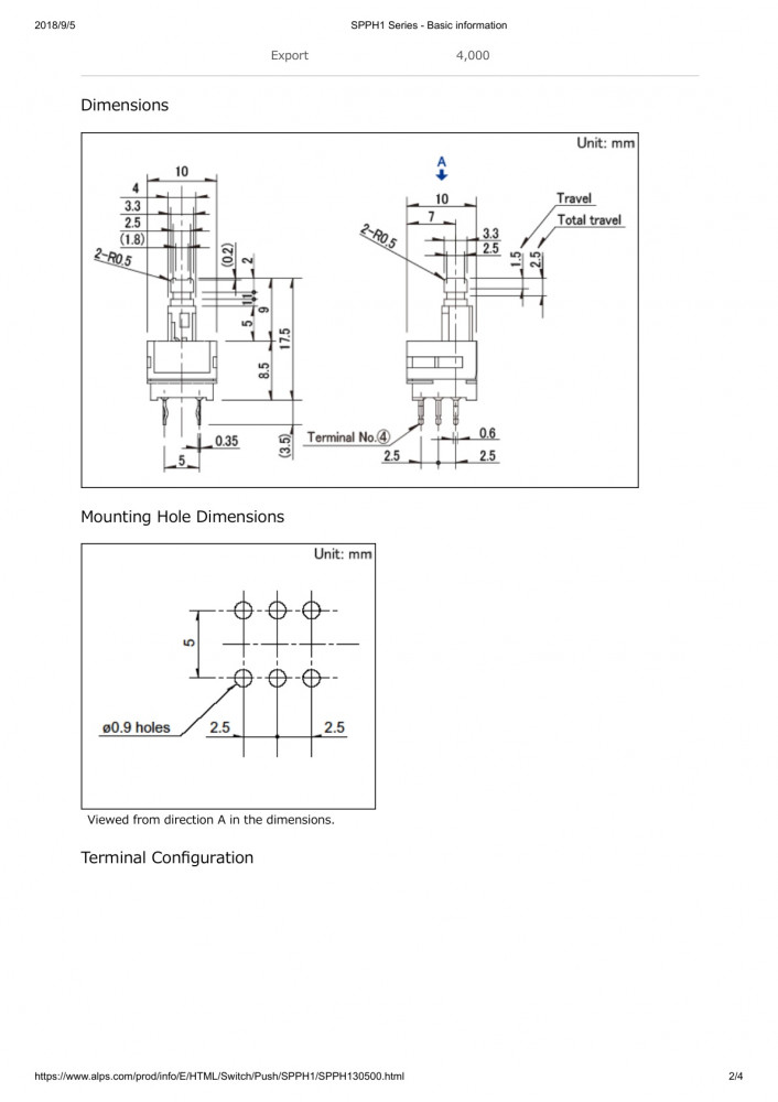 SPPH130500 mounting hole dimensions