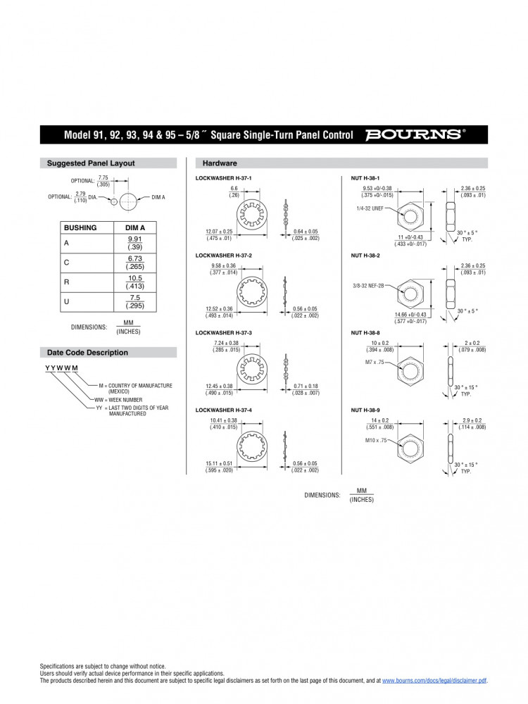 BOURNS Model 91–95 datasheet page 5