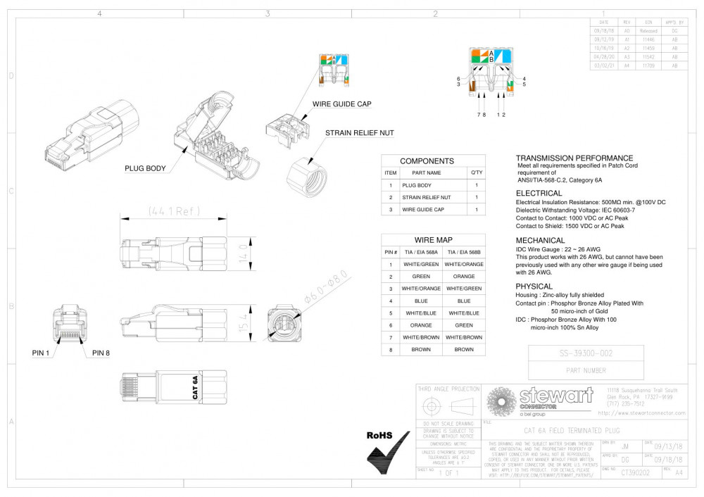 Bel Fuse SS-39300-002 technical drawing