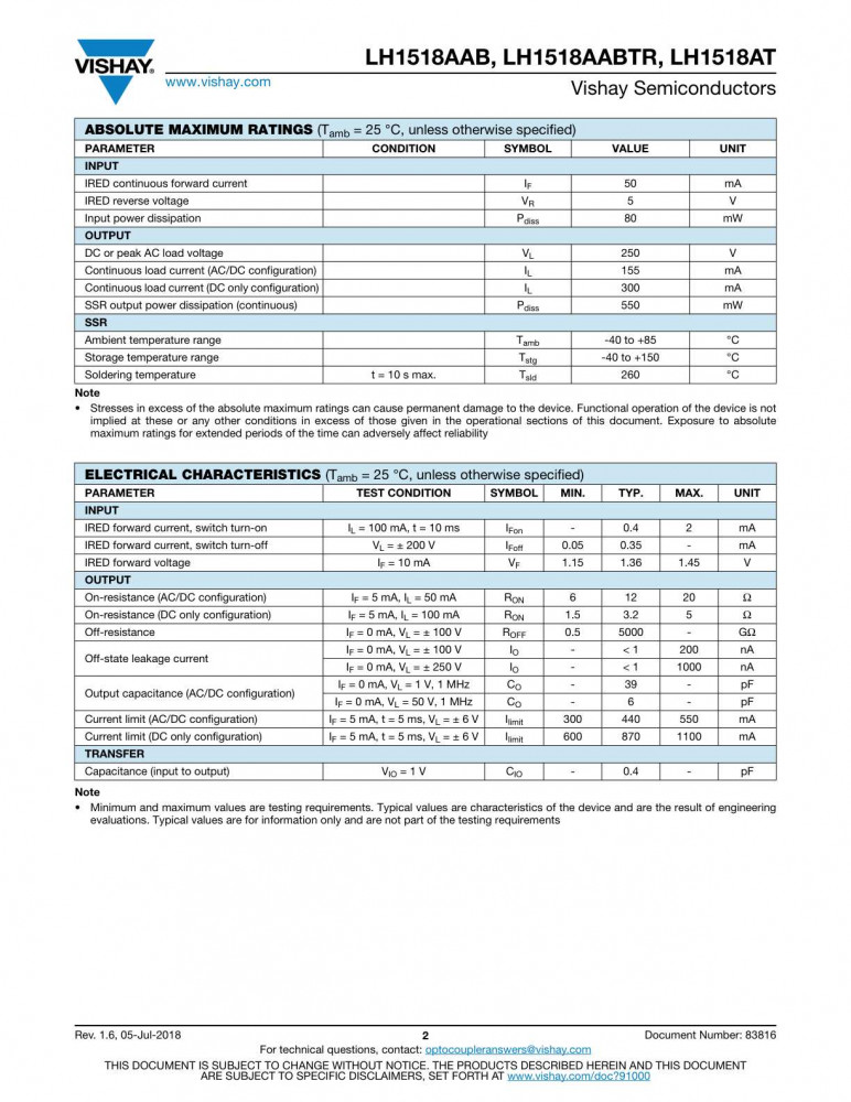 LH1518AT technical document page 2