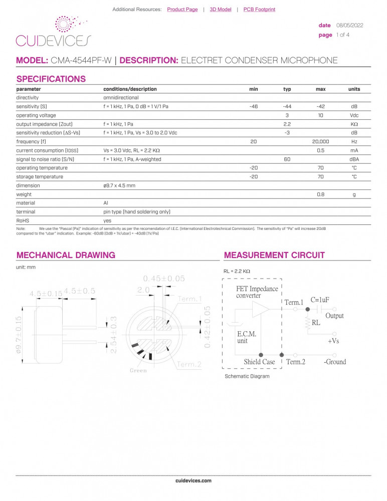 CMA-4544PF-W datasheet page 1