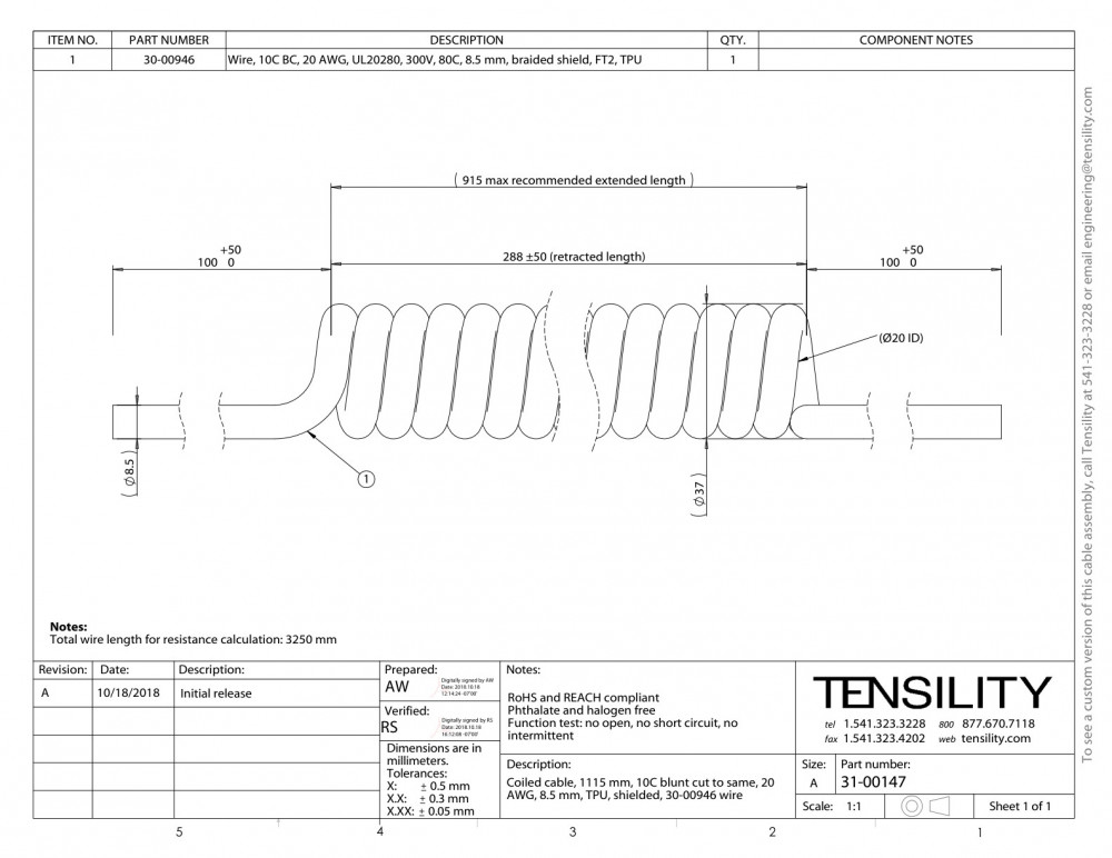Tensility International 31-00147 product drawing preview
