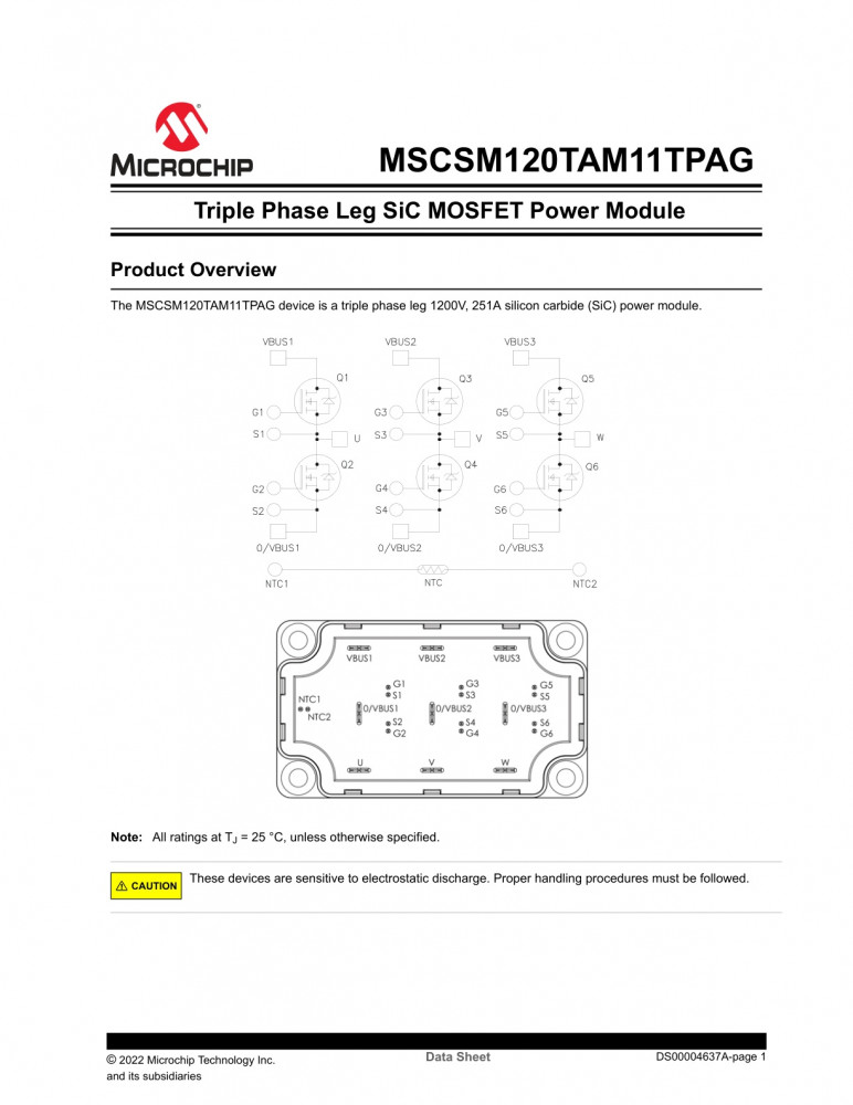 MSCSM120TAM11TPAG technical document page 1