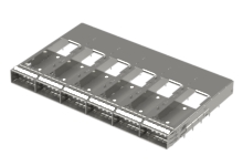 QSFP-DD Cage Assembly, 1-by-6, Open Top, Spring Fingers, No Rear Legs, with Press-Fit Pins, Robust for sale