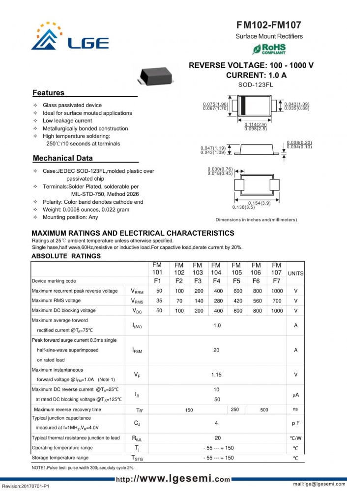 LGE FM107 datasheet page 1