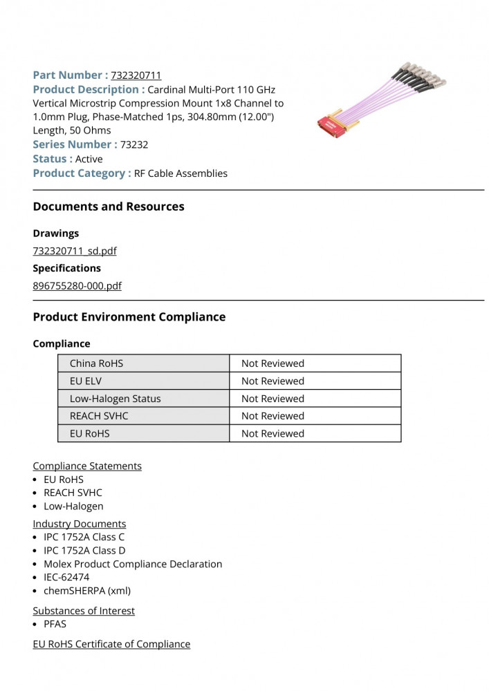 MOLEX 732320711 technical document page 1