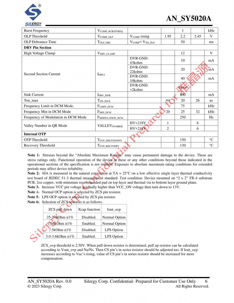 SY5020AFVP technical document page 6