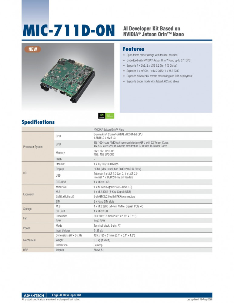 MIC-711D-ON product documentation page 1