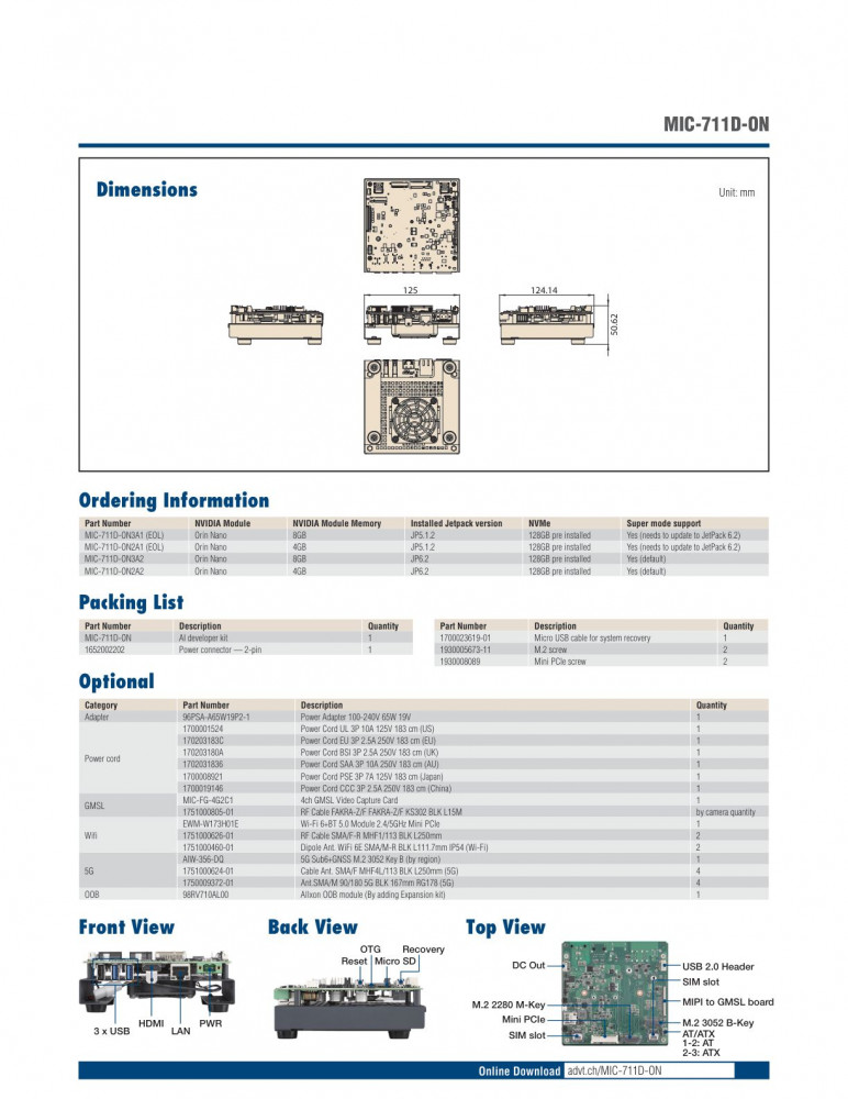 MIC-711D-ON product documentation page 2