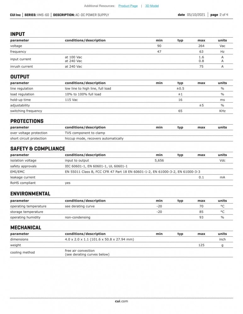VMS-60 series datasheet page 2