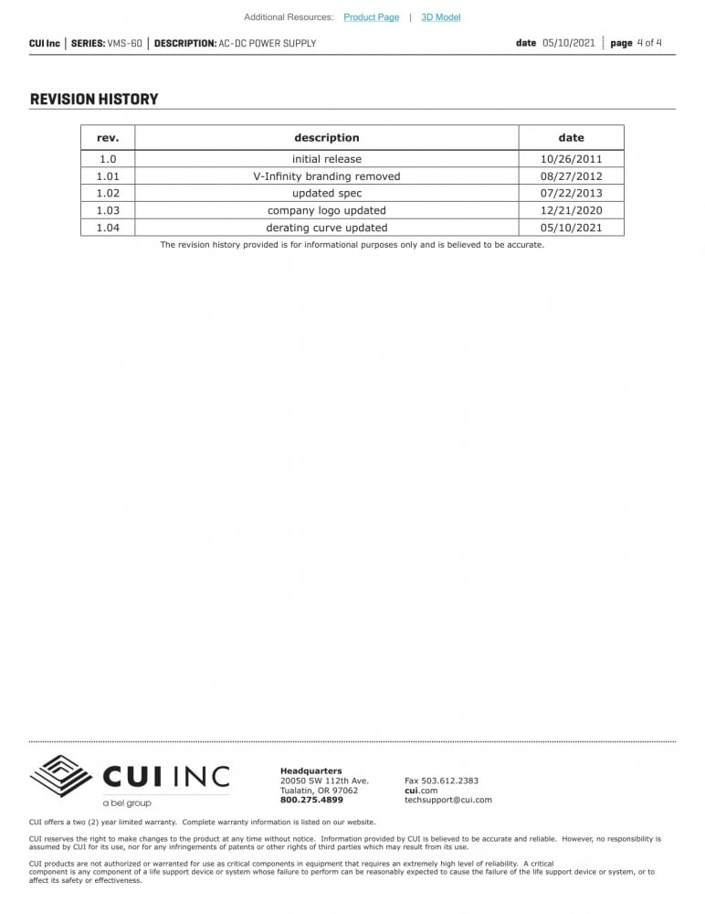 VMS-60 series datasheet page 4