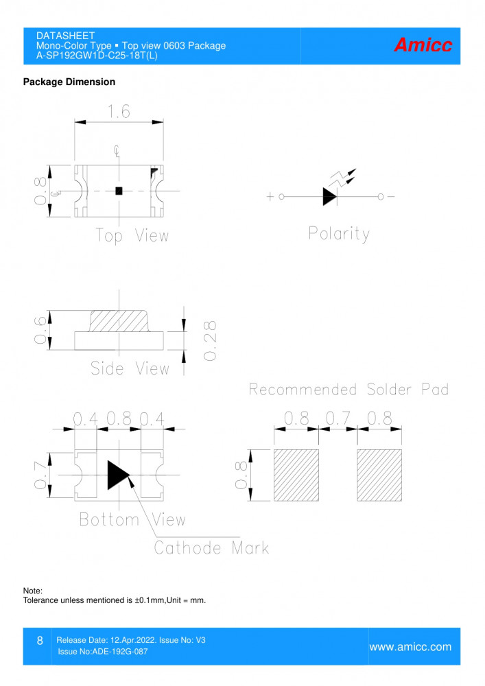 A-SP192GW1D-C25-18T(L) datasheet page 8