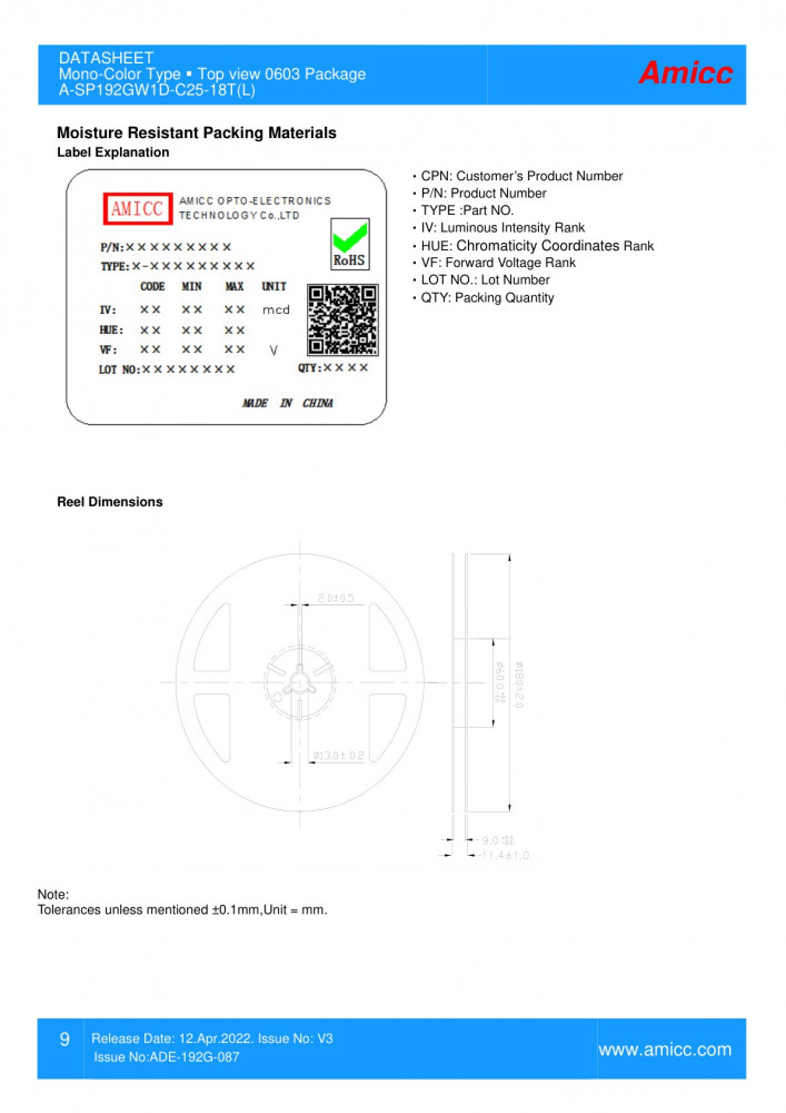 A-SP192GW1D-C25-18T(L) datasheet page 9