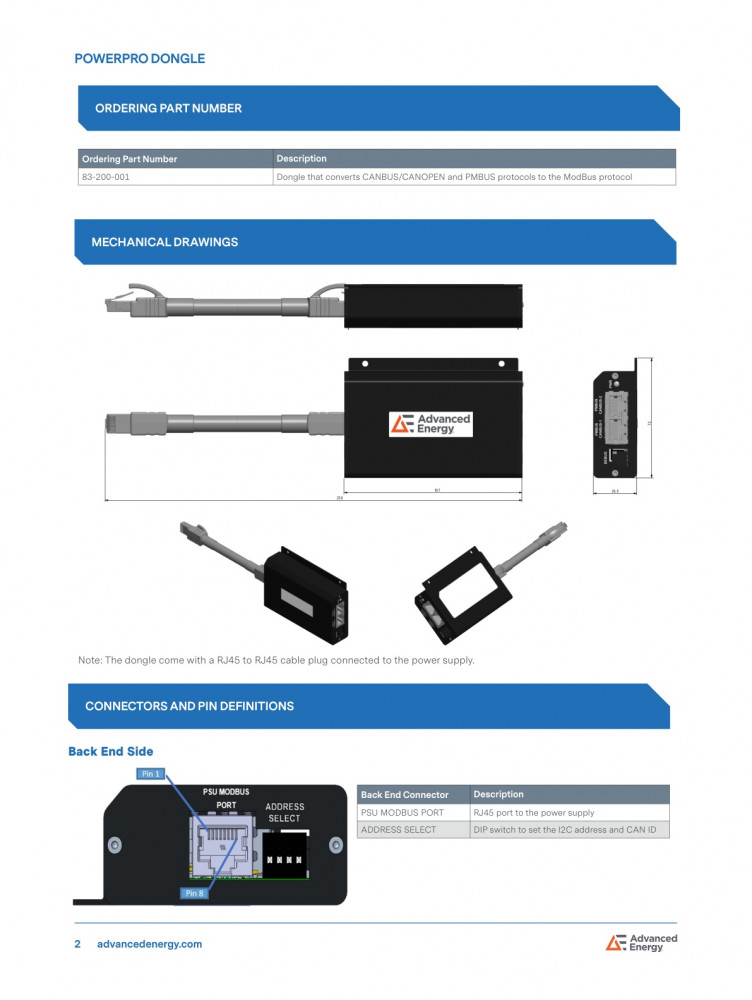 PowerPro Modbus dongle document page 2