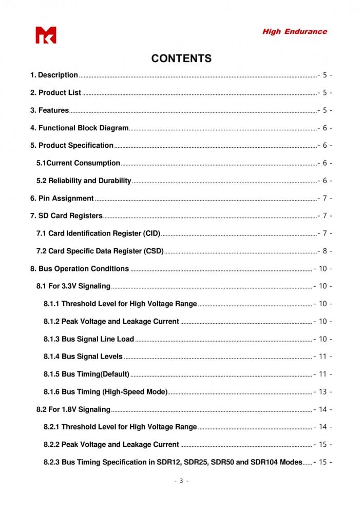 MK MicroSD datasheet page 3