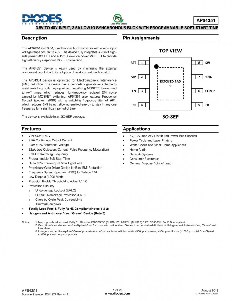 AP64351 datasheet page 1