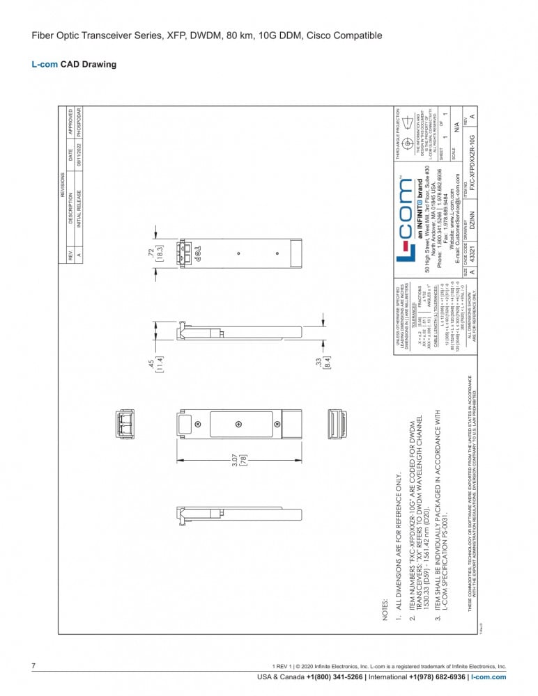 FXC-XFPD22ZR-10G-CSC datasheet page 7