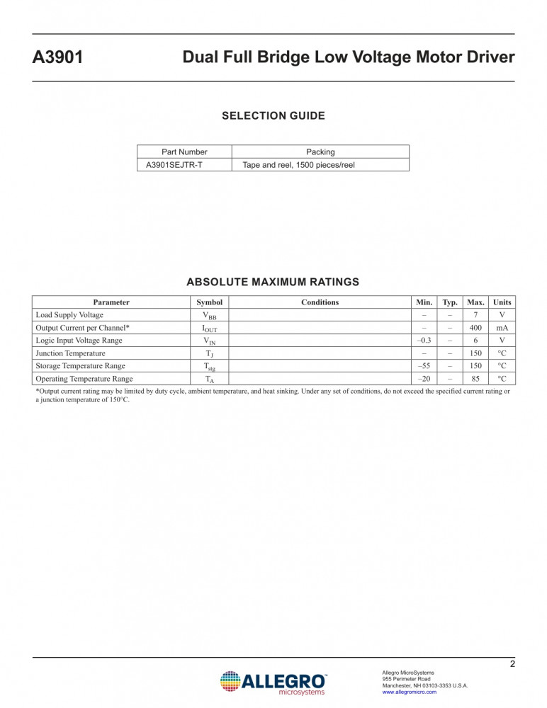 A3901 datasheet page 2
