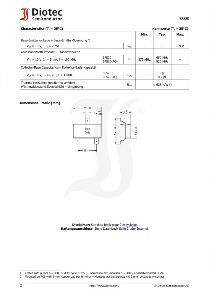 DIOTEC BFS20 datasheet page 2