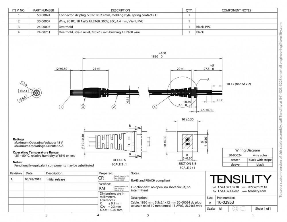 Tensility International 10-02953 product drawing