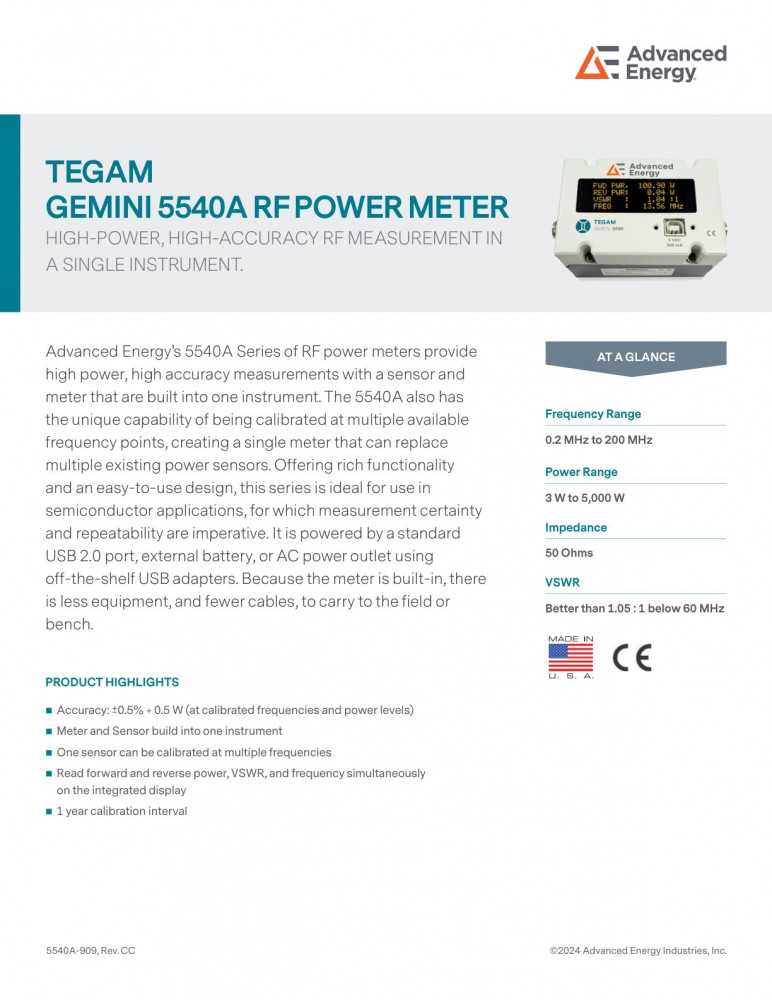 5540A Series RF power meter document page 1