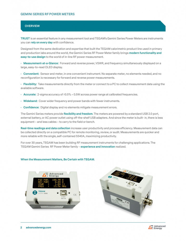 5540A Series RF power meter document page 2