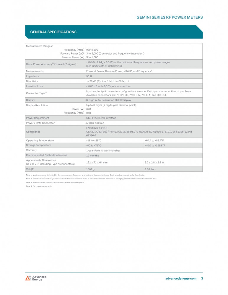 5540A Series RF power meter document page 3