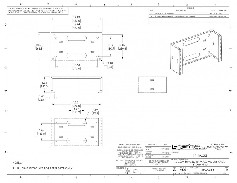 L-com RP00003-6 technical drawing preview