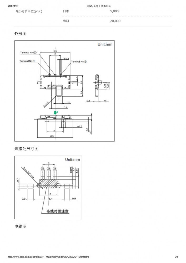 SSAJ110100 solder land dimensions