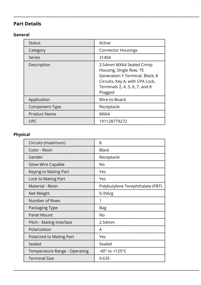 Product document image 2 for MOLEX 314049116