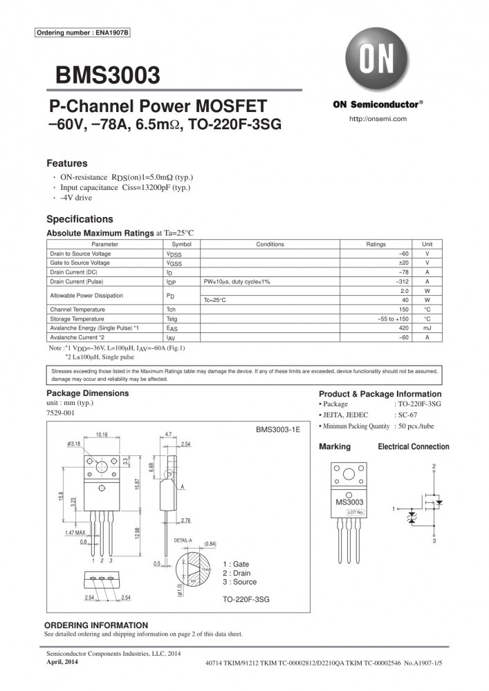 BMS3003 datasheet page 1