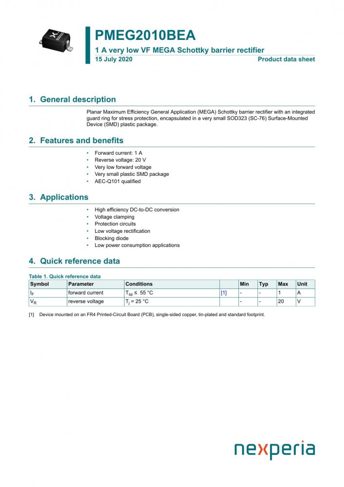 PMEG2010BEA datasheet page 1