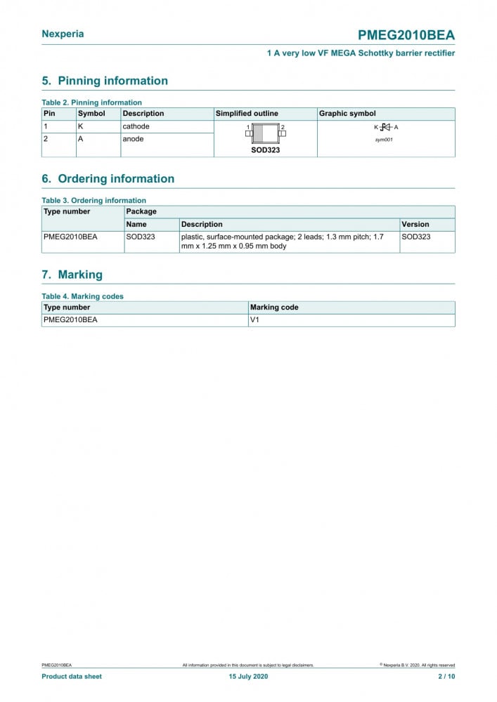 PMEG2010BEA datasheet page 2