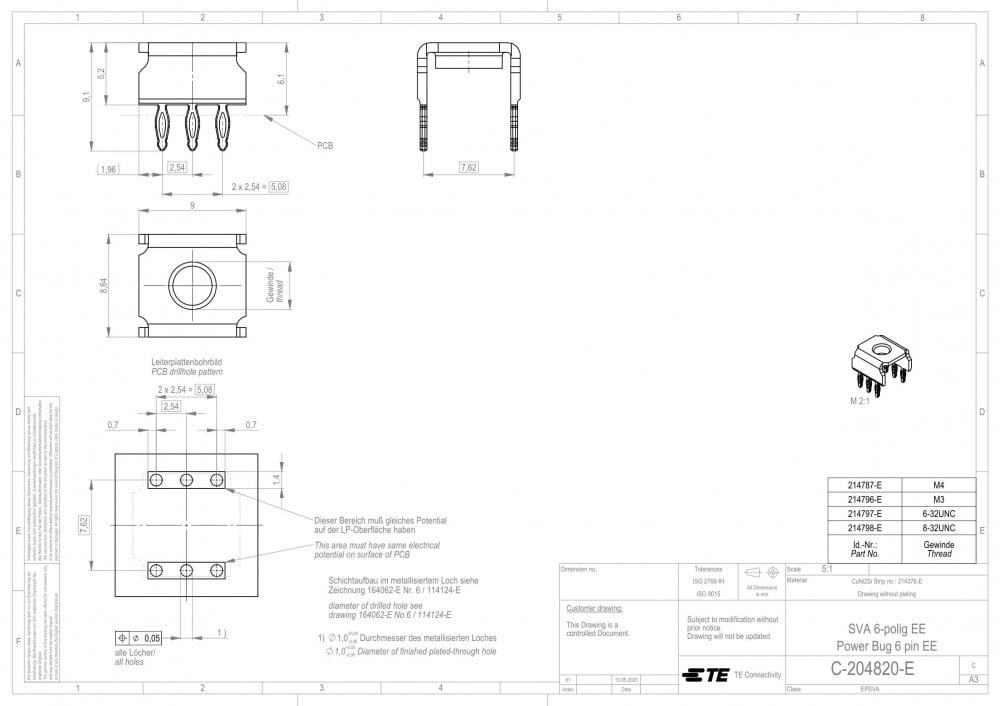 TE Connectivity ERNI 214797 technical document preview