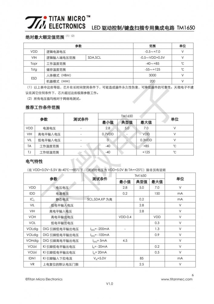 TM1650 datasheet page 6