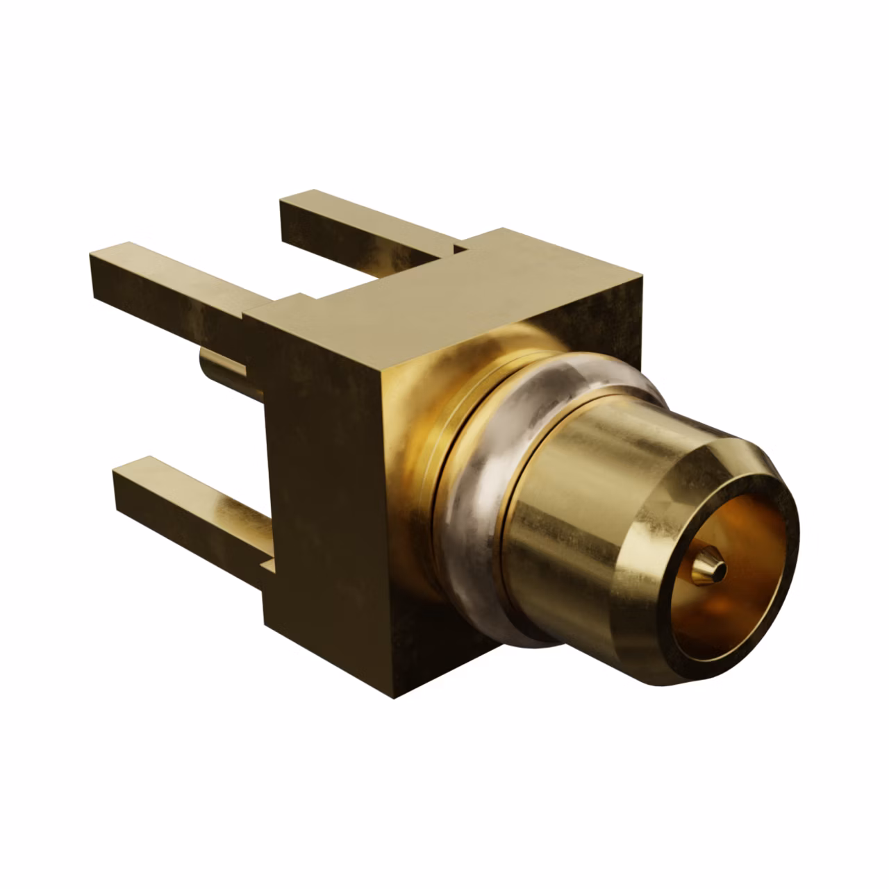 MMCX Plug, Straight, PCB Receptacle, Through Hole, Brass Body, Gold (Au) Plating, One Piece Per Bag, 50 Ohms for sale