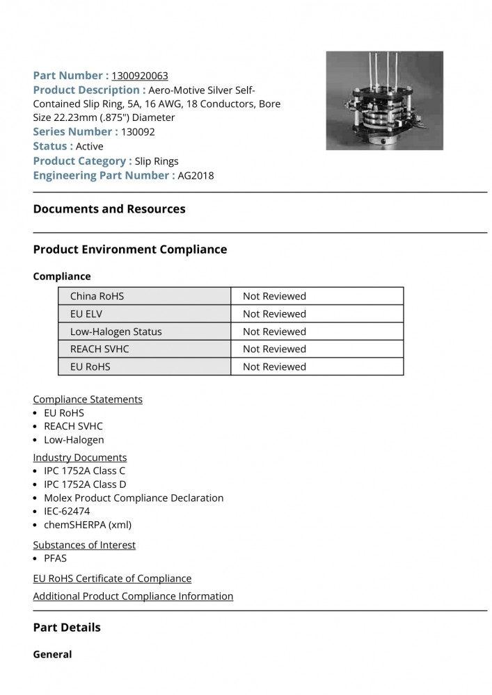 Technical document page image 1 for MOLEX 1300920063